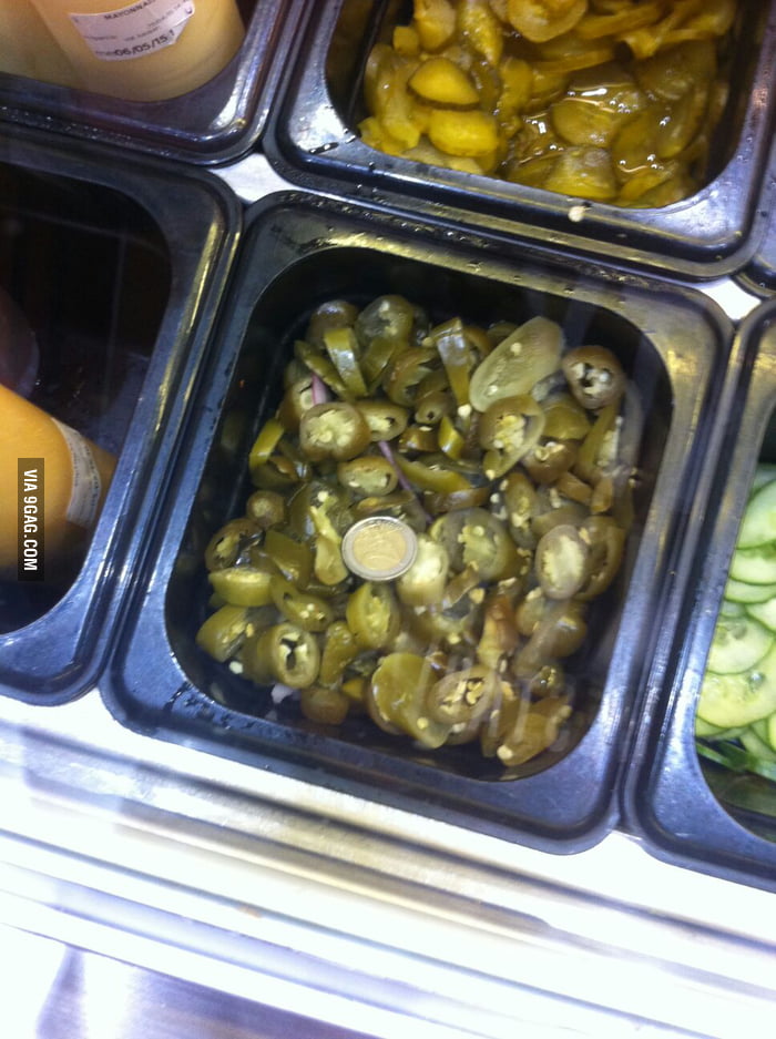 That awkward moment when you lose your money in the pickles of SubWay ...