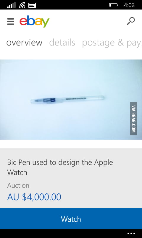 Apple watch Pen on ebay for $4,000! - 9GAG