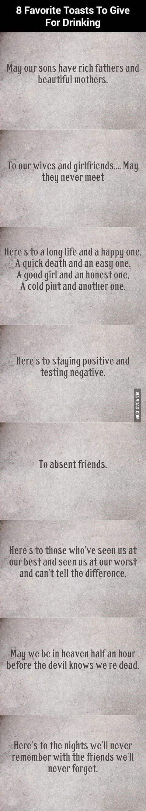 8 awesome toasts to give for drinking - 9GAG