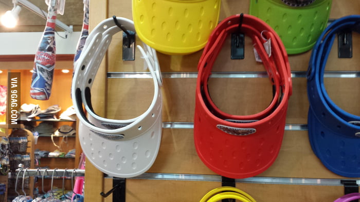 I sadly present to you... Croc visors. - 9GAG