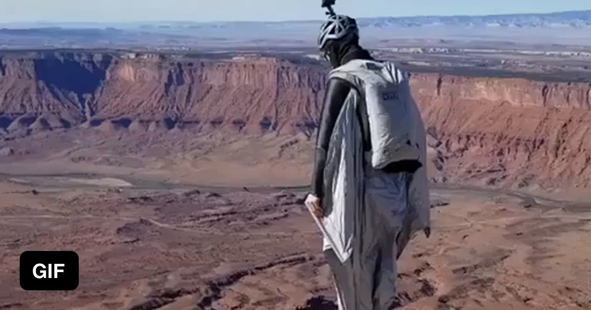 Jumping off a cliff in a homemade wingsuit - 9GAG