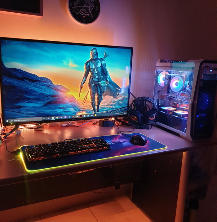 Just upgrading my gaming setup with Mandalorian theme. Rate my set up ...