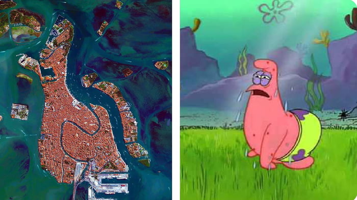 Venice, Italy seen from above looks like thirsty Patrick - 9GAG