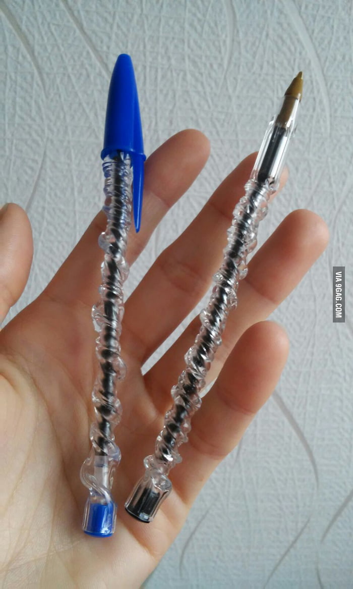 My friend does that to all of her BIC pens so nobody can steal them - 9GAG
