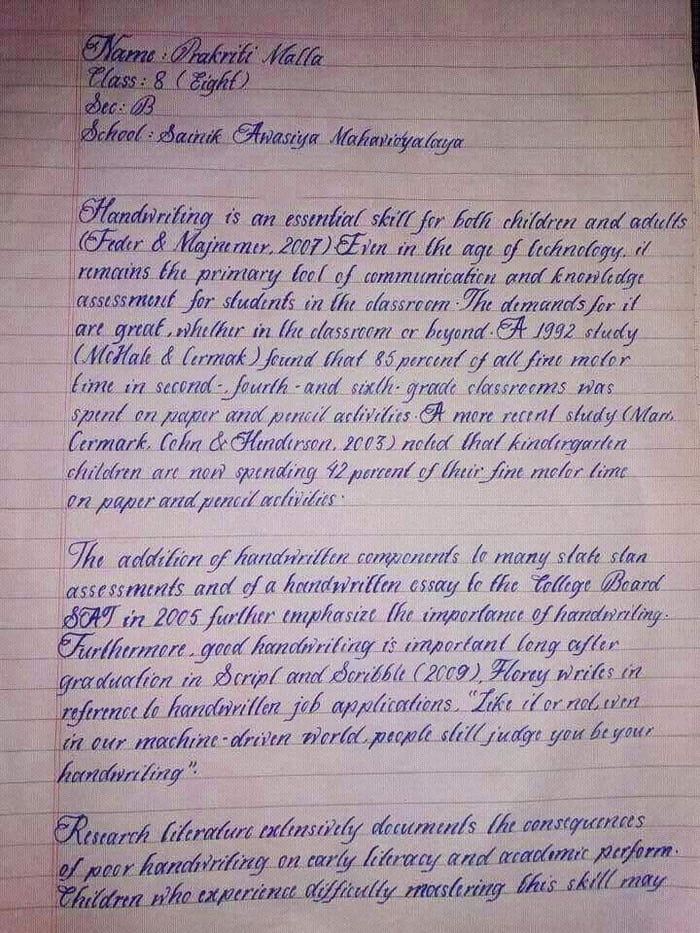  Prakriti Malla Handwriting Considered The Best Handwriting In The