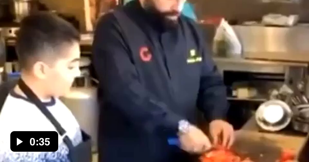 Chef father beams with pride as his son shows off his chopping skills - 9GAG