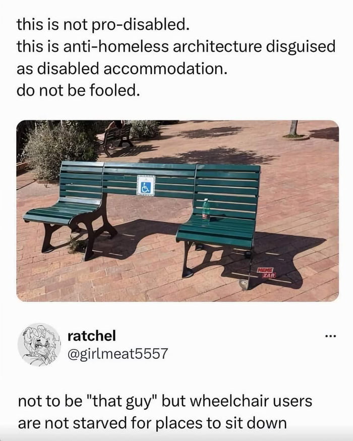 Park bench for disabled people - 9GAG