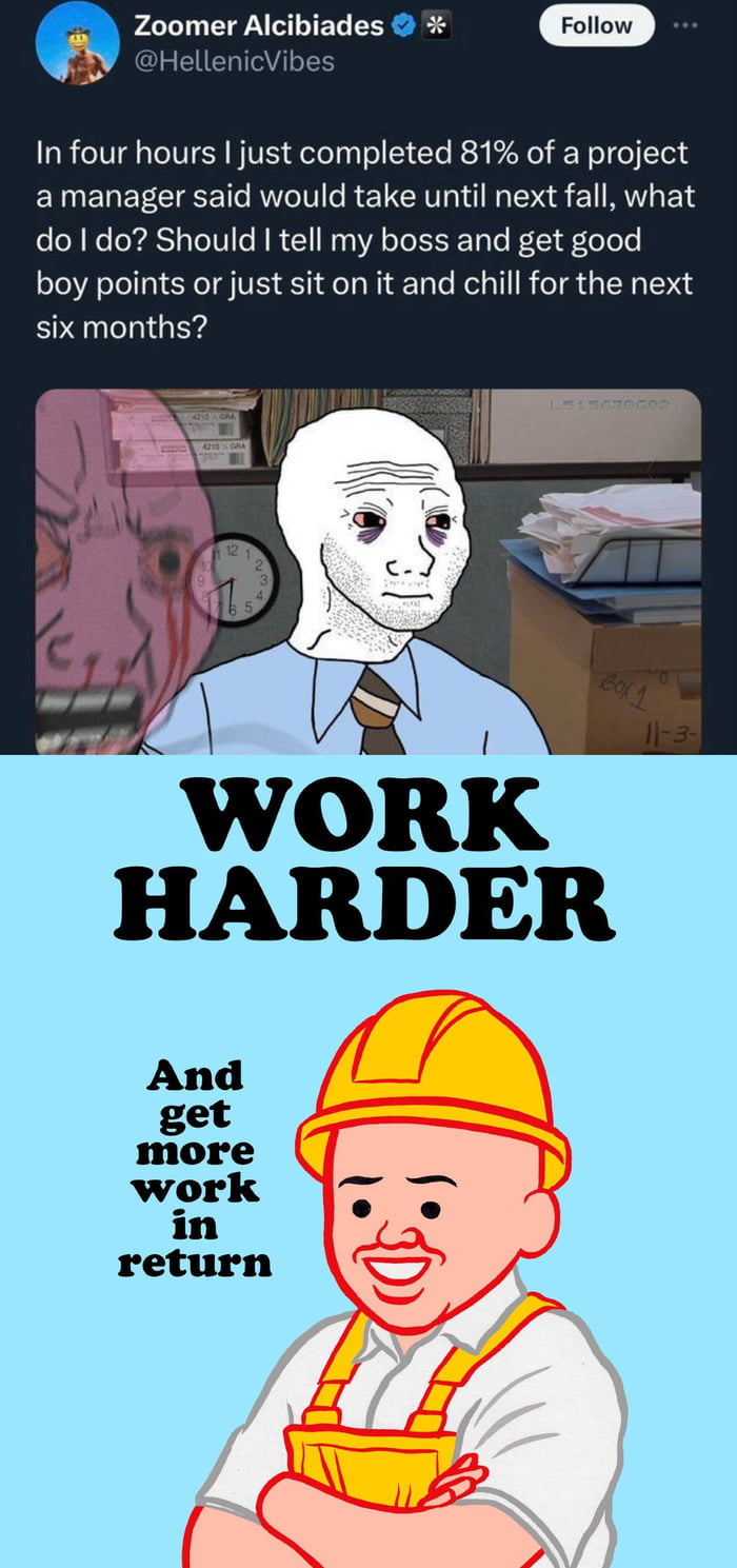 You never work at 100%. Learned it the hard way - 9GAG