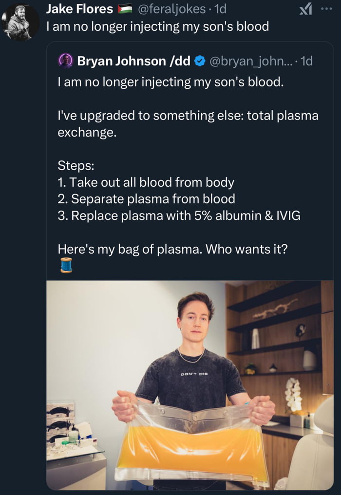 Bryan Johnson, Plasma Lord - 9GAG