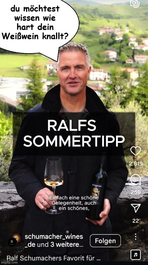 Bei Ralf knallt der Wein von hinten rein... im ganzen Tetrapak.... que ...