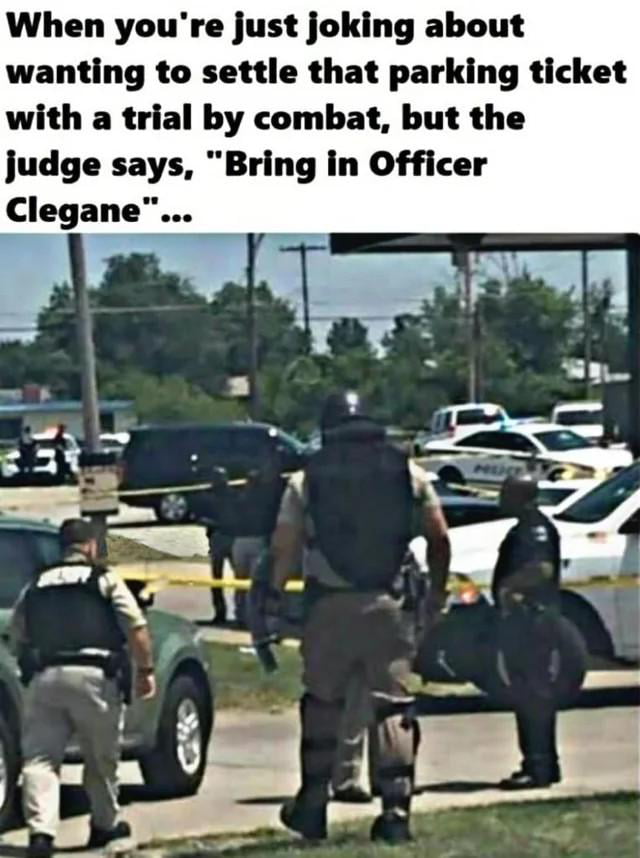 Are sure officer Clegane isn't a proto astartes lol - 9GAG