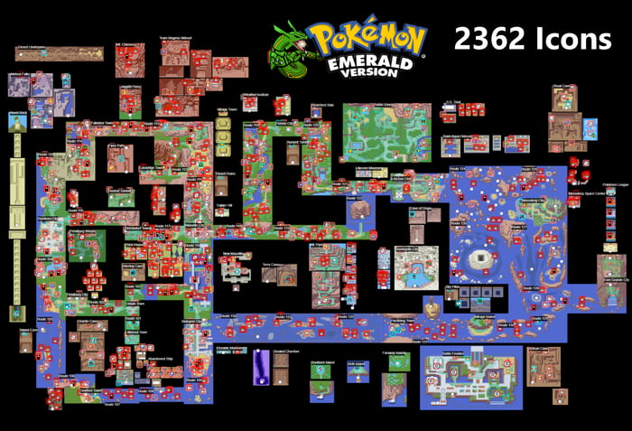 Pokemon Emerald Interactive Map: 2362 icons to collect! All hidden ...