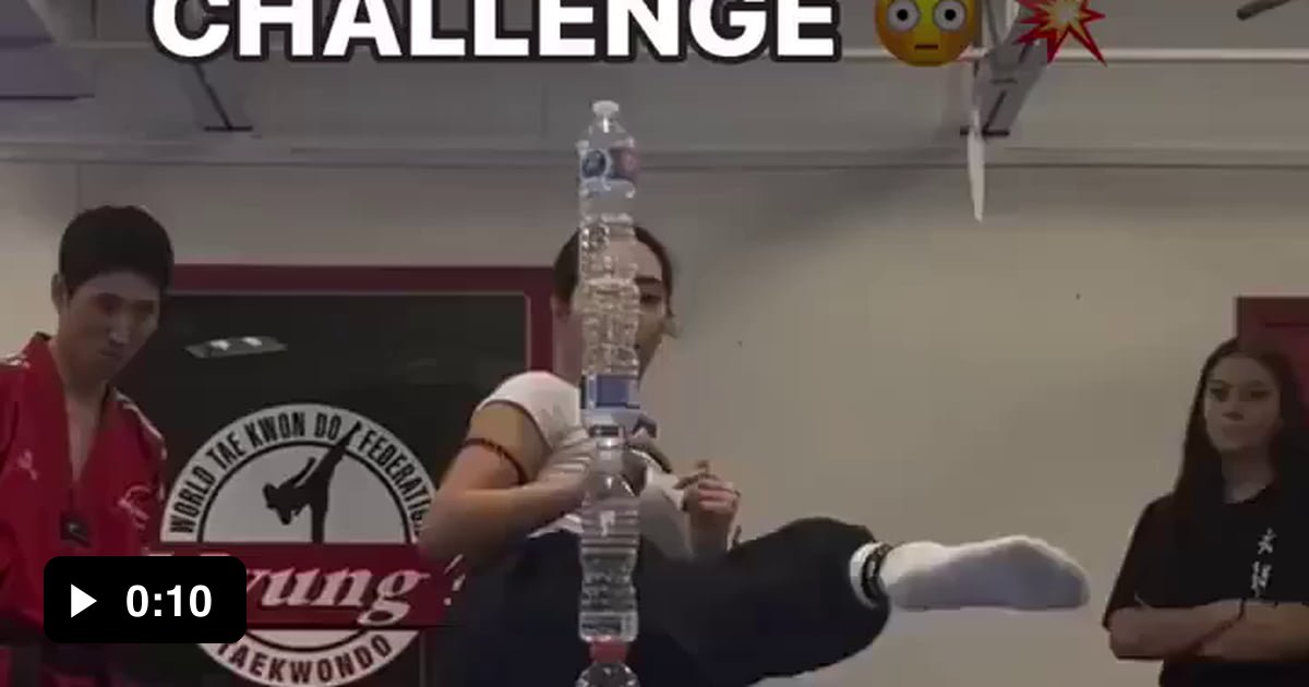 4 bottle kick challenge - 9GAG