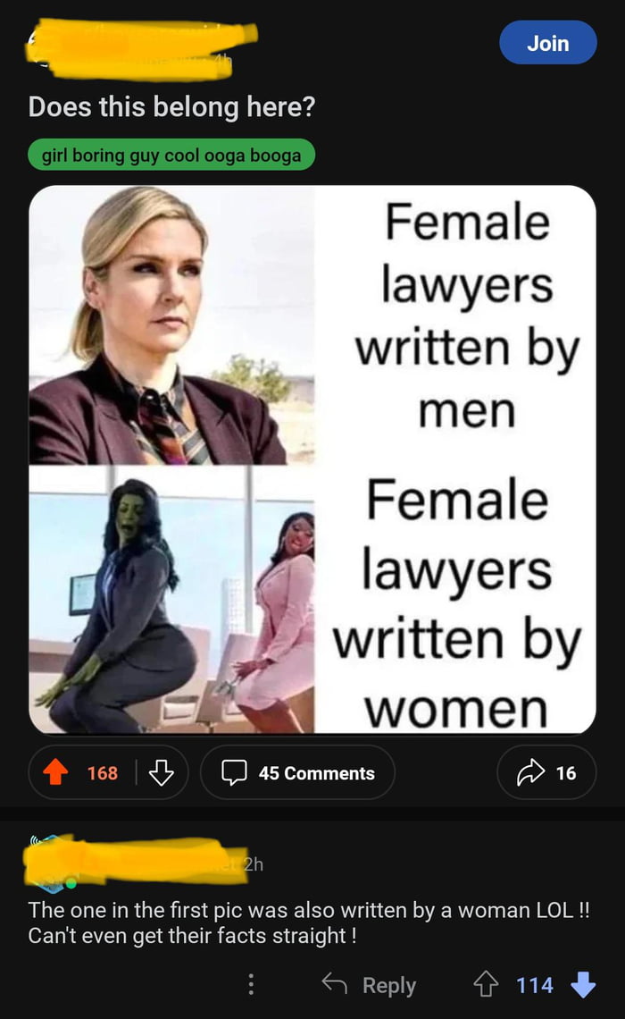 Top comment says that Kim Wexler got written by a woman - 9GAG