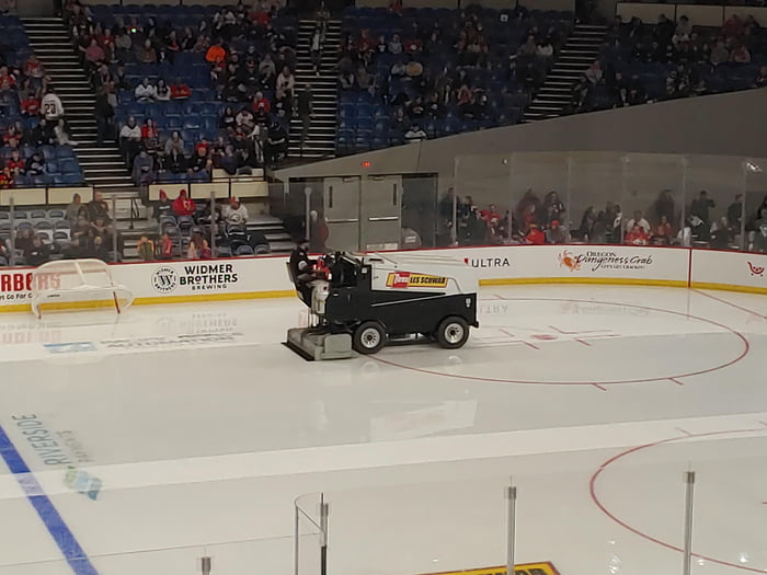 The smooth, reflective surface of ice behind the Zamboni. - 9GAG