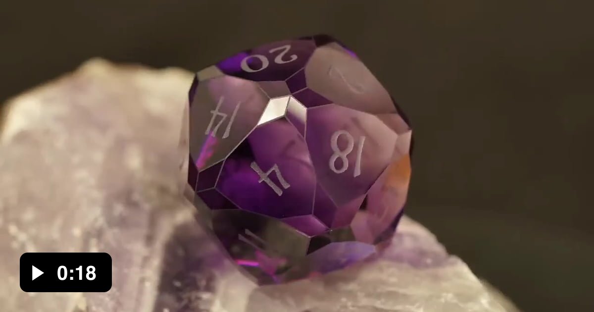 Amethyst cut into D20. Credit: Hedron Rockworks on YT - 9GAG