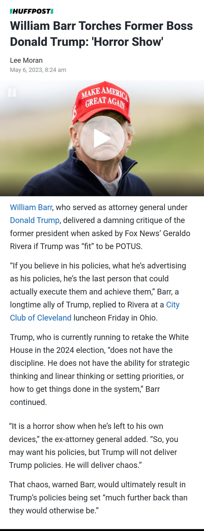 Mighty strong words from this old follower and delivered on fox news of ...