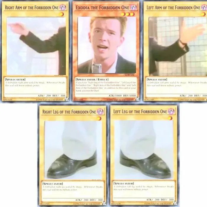 If the Rick Roll were Yu Gi Oh cards... - 9GAG