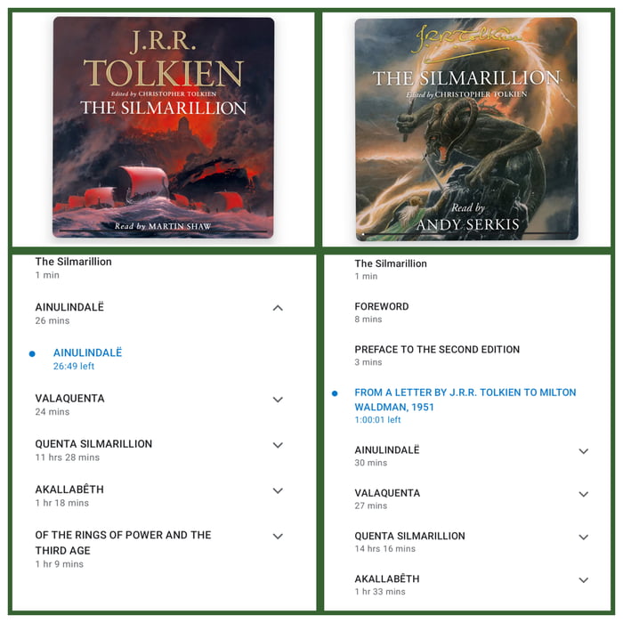 The new version of ‘The Silmarillion’ as read by Andy Serkis contains the Foreward, Preface, and ...