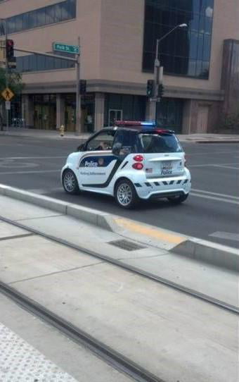Here we have a young police car, hunting for the very first time without it's mother. - 9GAG