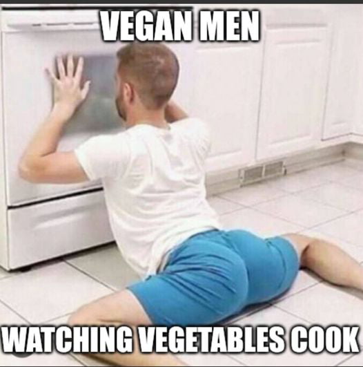 Vegan man watching vegetables cook - 9GAG