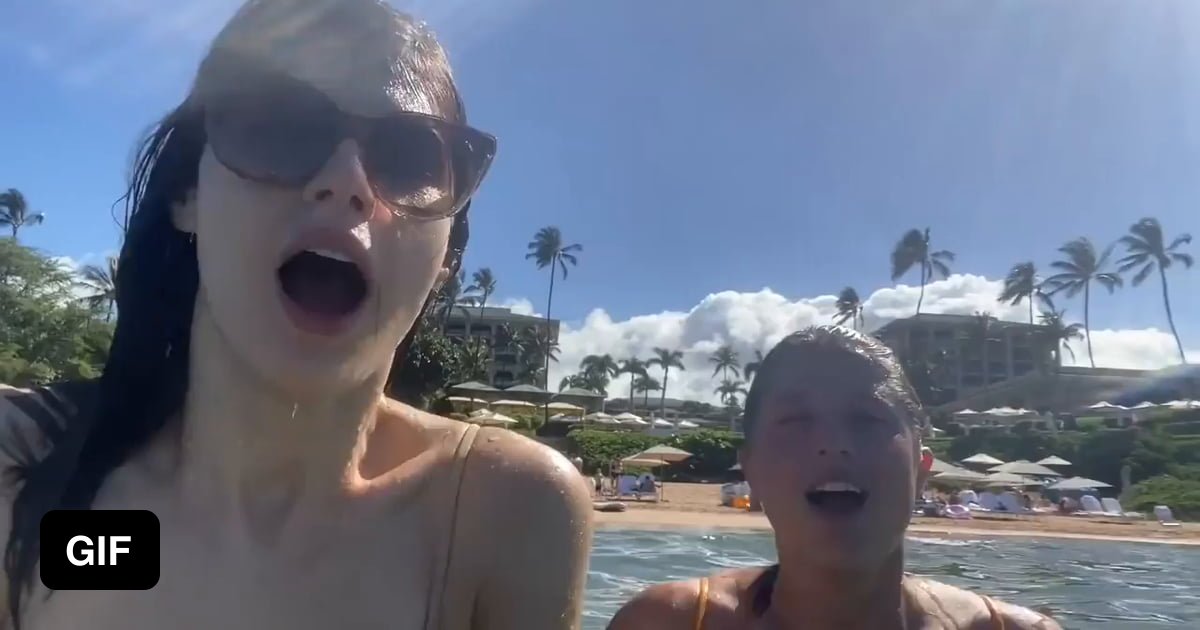 Slow-mo GIF of Alexandra Daddario swimming in bikini in YouTube video - 9GAG