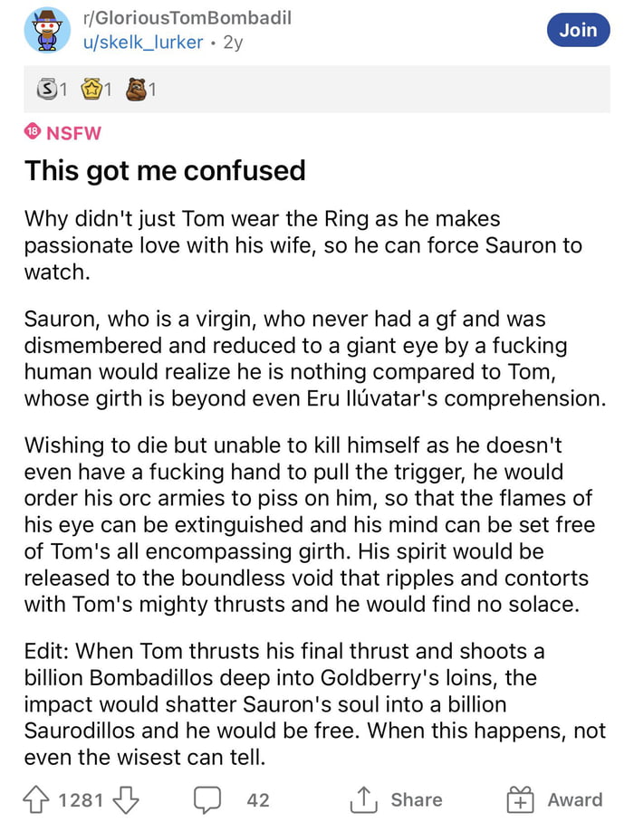 Screw the Rings of power...I want an adult Tom Bombadil live-action series... - 9GAG