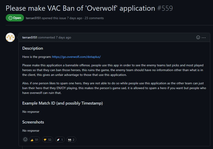 Another polarizing suggestion on GitHub. Ban Overwolf or not? - 9GAG