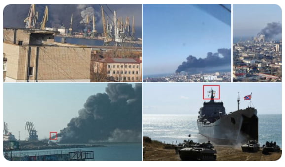 During today's incident in the port of Berdyansk, 3 Russian ships were ...