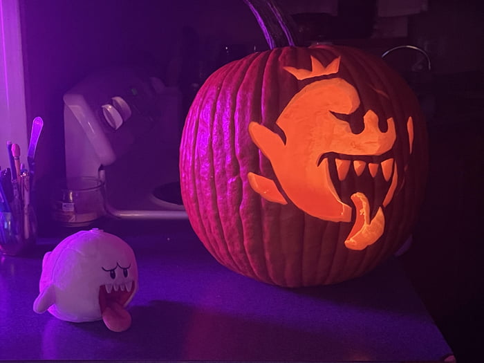 Any Nintendo fans here? King Boo carved pumpkin! - 9GAG