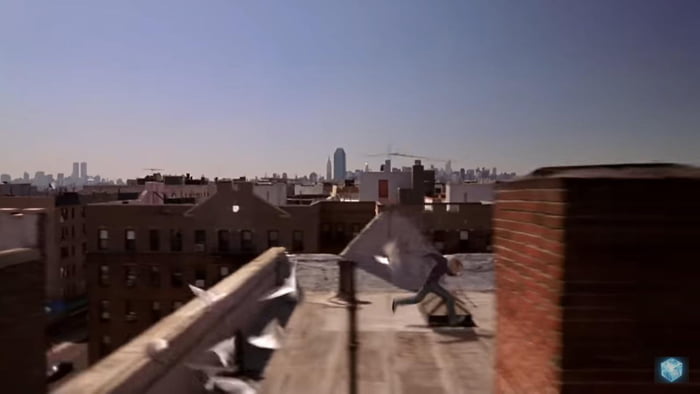 In Spider-Man (2002) during the scene where Peter is first testing his ...