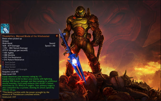 Doomguy wielding [thunderfury blessed blade of the windseeker] - 9GAG