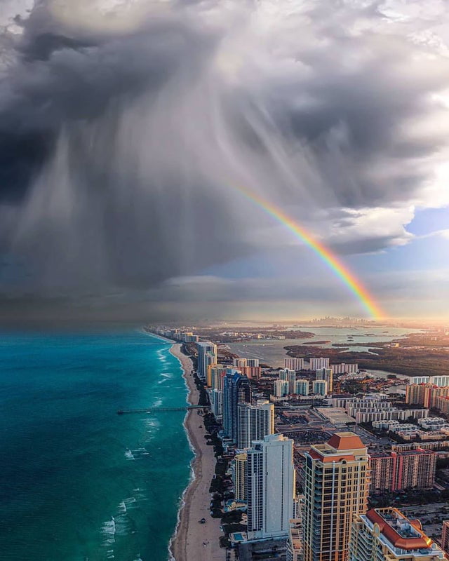 Rain Storm & Rainbow over Miami, Florida - 9GAG