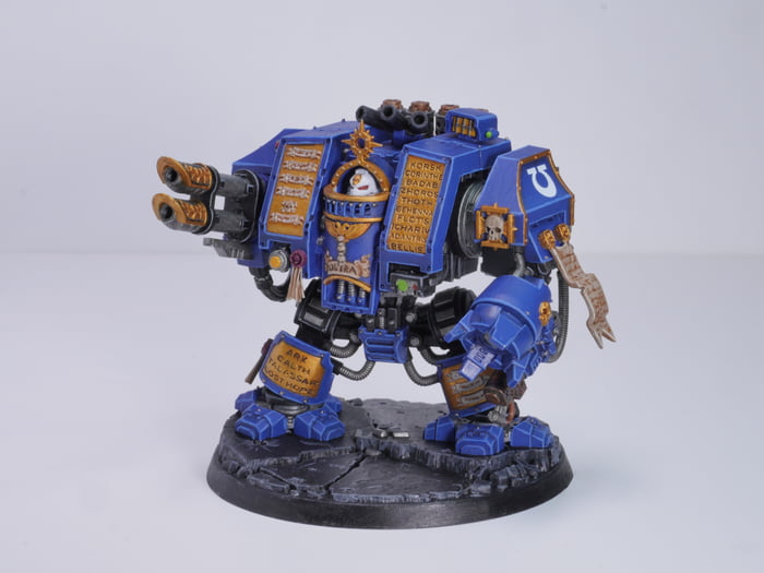 Ultramarine venerable dreadnought I finished painting recently. (Barrel ...