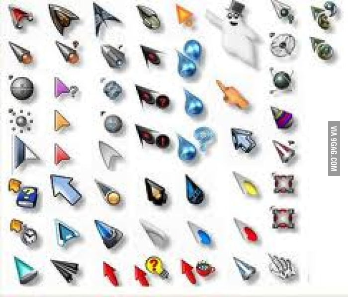 I used to change my cursor a lot on Windows XP when I was younger. - 9GAG