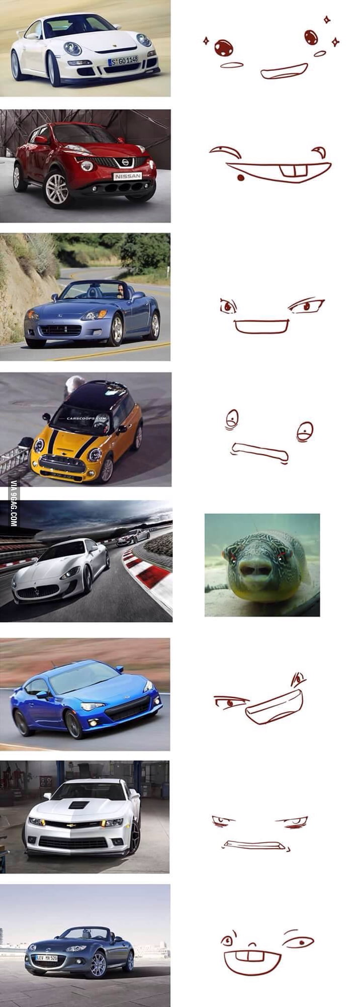 Cars' faces part 1 - 9GAG