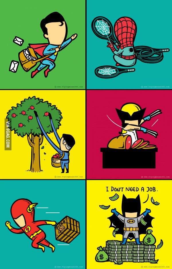 Superhero day jobs - 9GAG