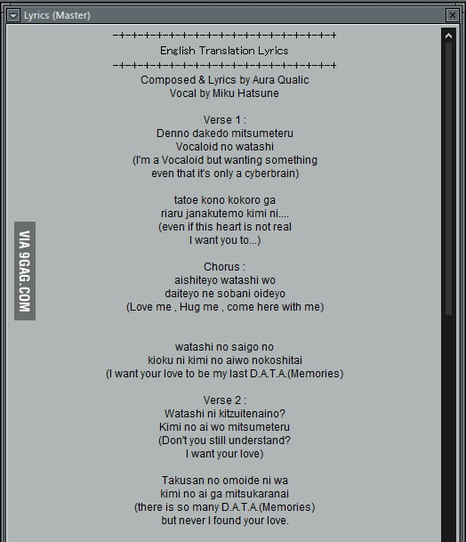 Japanese to English Lyrics Translation you Argument is invaled - 9GAG