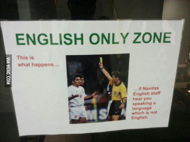English only zone - 9GAG