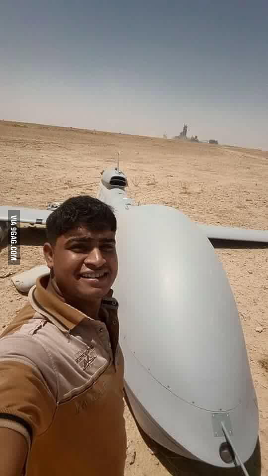 Selfie with a fallen US surveillance drone - 9GAG