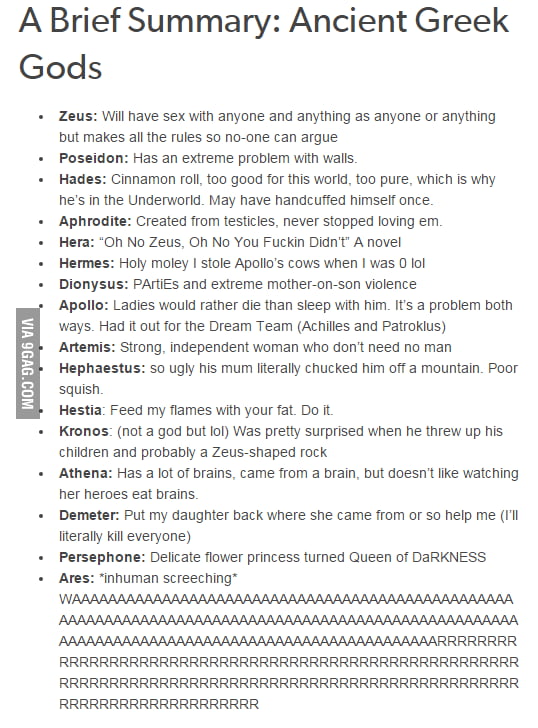 A Brief Summary: Ancient Greek Gods - 9GAG