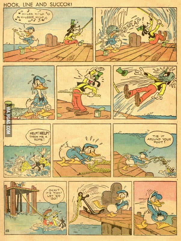 Donald Duck drowning Goofy. (Why?) - 9GAG