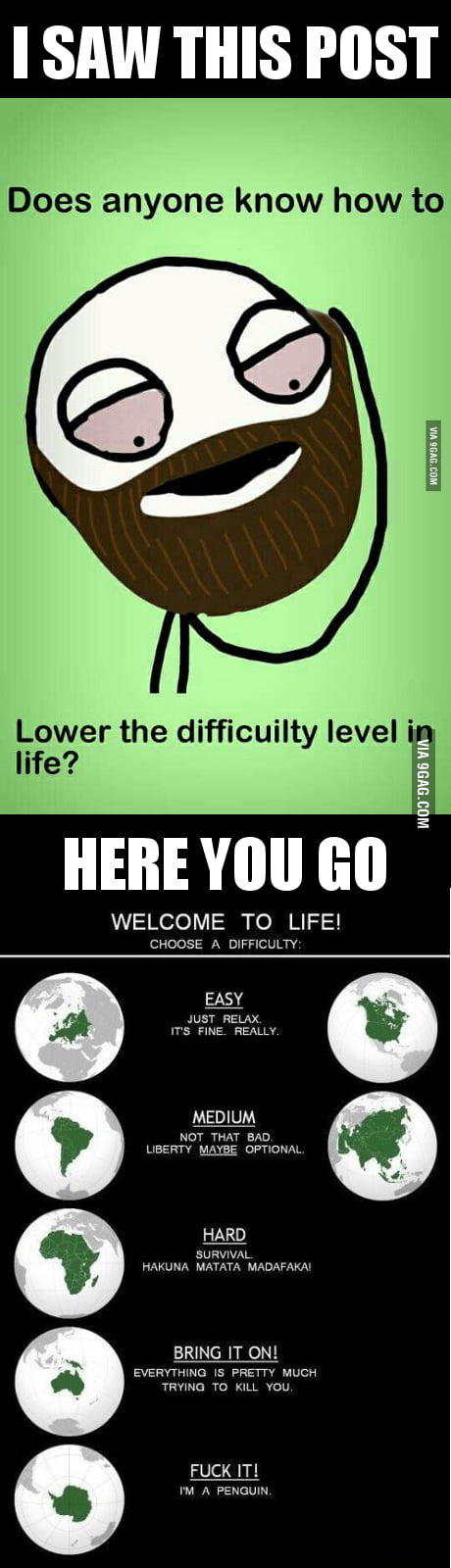 Life difficulty level - 9GAG