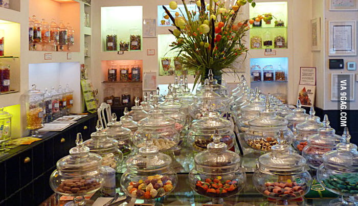 I see your candy store and raise you this. I work in an artisanal candy ...