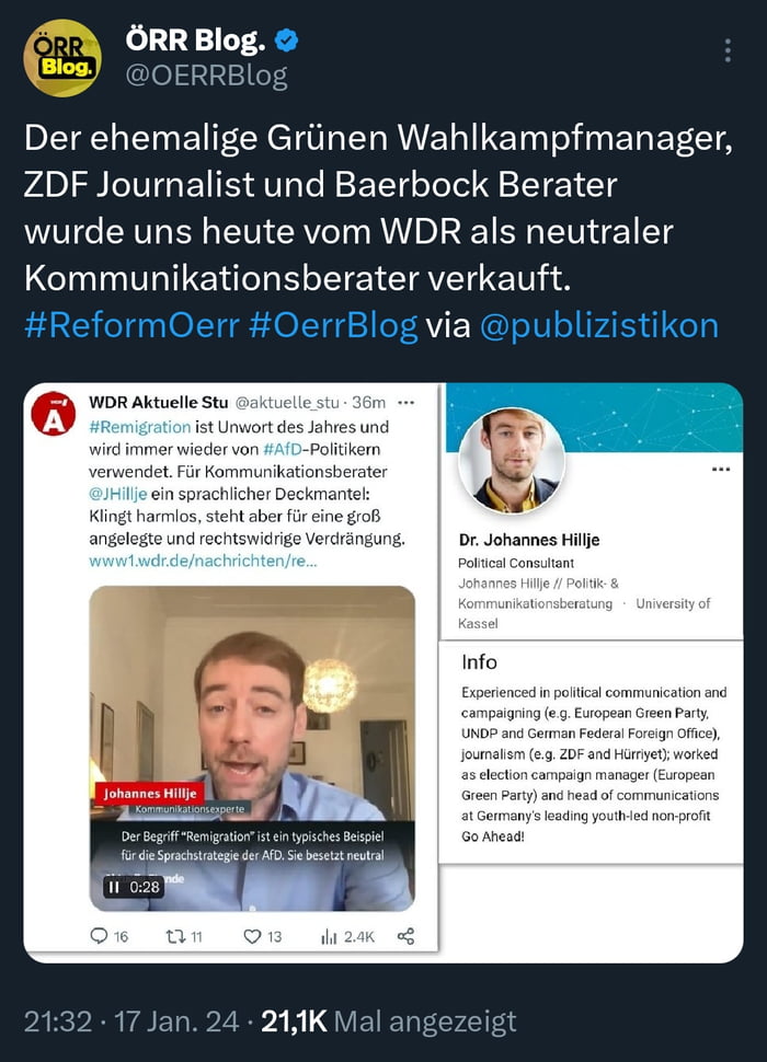 Der umstrittene ÖRR befragt zufällig ausgewählten ZDF-Baerbockberater: - 9GAG