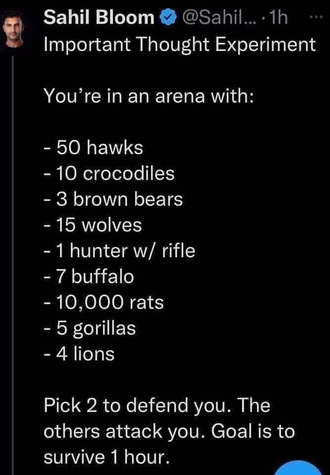 I choose 5 gorillas and 10000 rats - 9GAG