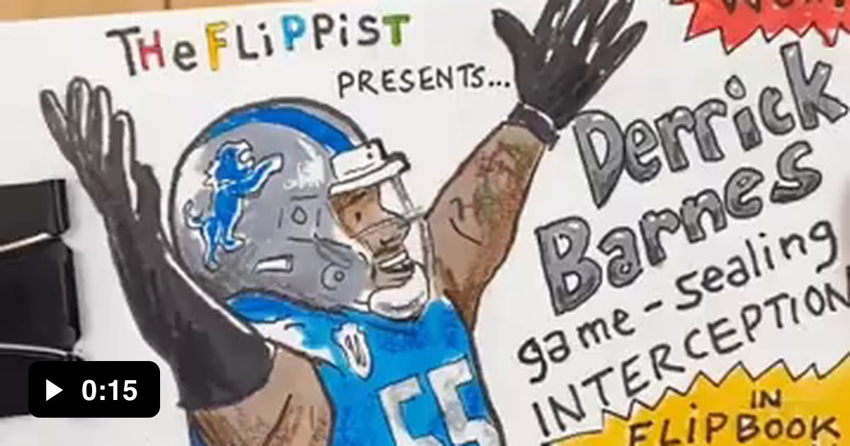 Detroit Lions’ Derrick Barnes interception as a flipbook animation - 9GAG