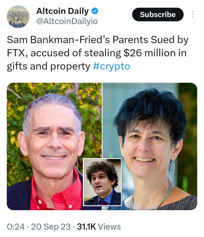 FTX has used SBF parents for stealing of funds amounting $26mn - 9GAG