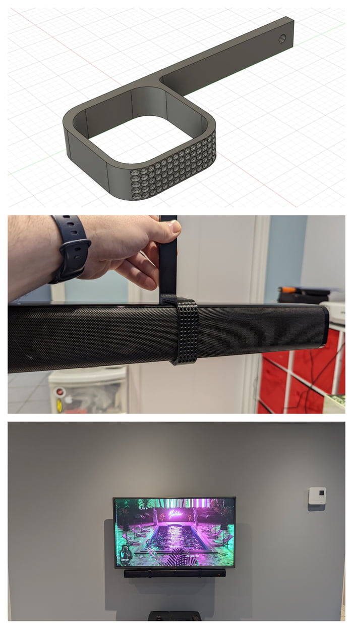 Needed a way to mount the sound bar on my tv. 3D printing to the rescue ...