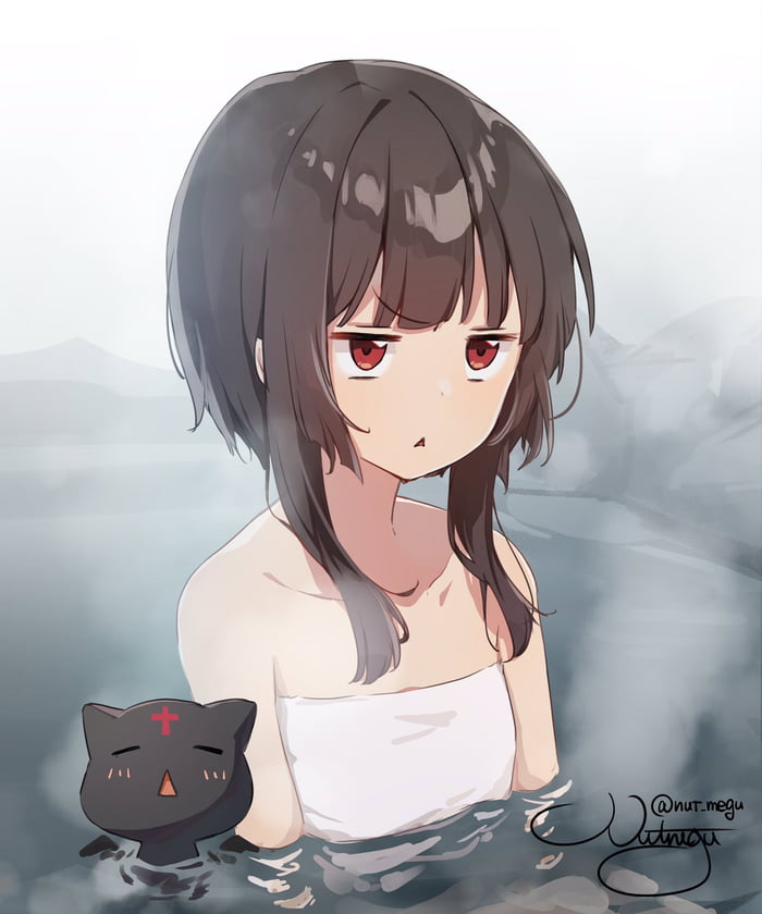 Megumin in the hot spring by @nut_megu on Twitter - 9GAG